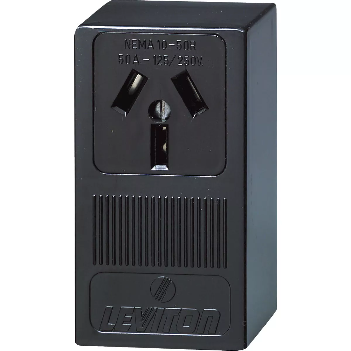 Leviton 50A Surface Mount Black 10-50R Non-Grounding Range Power Outlet ...