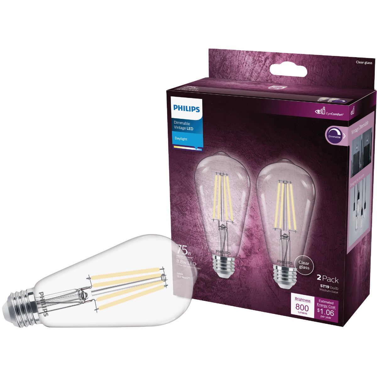 Philips Vintage 75W Equivalent Daylight ST19 Medium LED Decorative ...