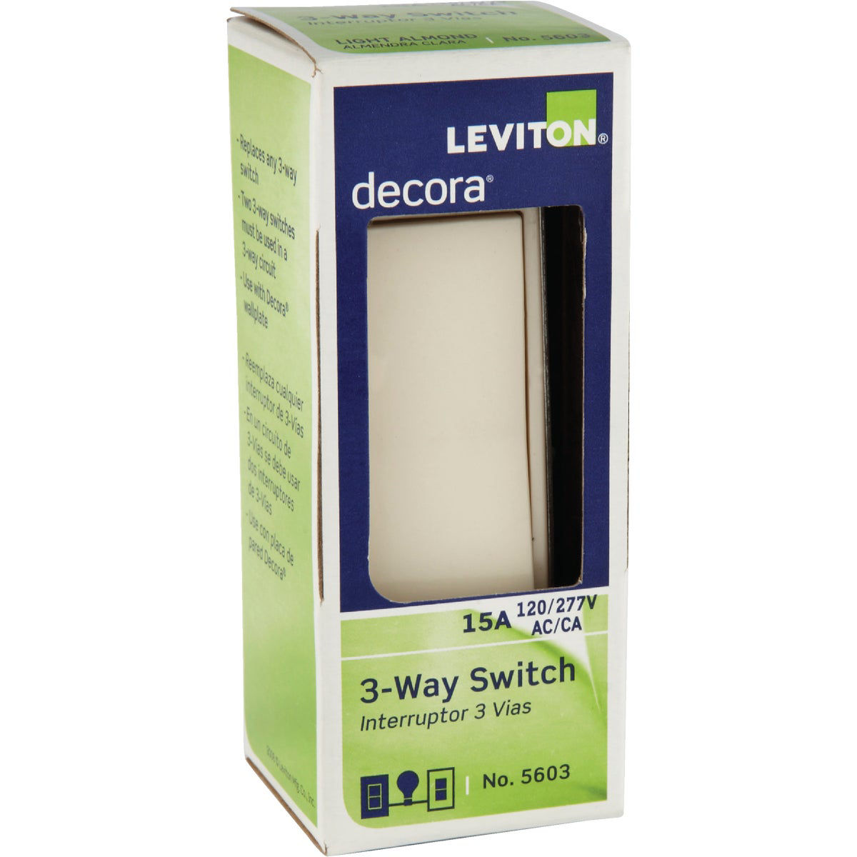 Leviton Decora Rocker Light Almond 15A Grounded 3-Way Switch | Do it Best
