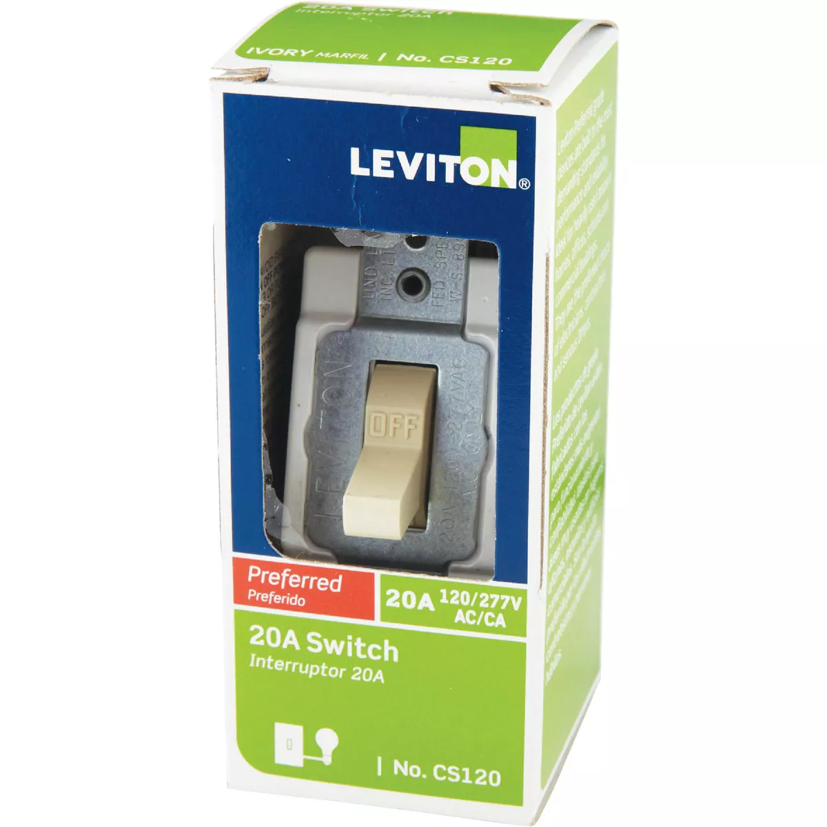 Leviton Commercial Grade 20 Amp Toggle Single Pole Switch, Ivory | Do ...
