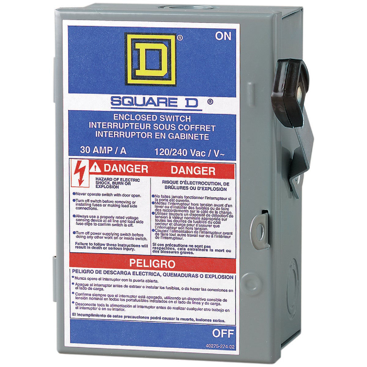 Square D 30A L Series Light-Duty Plug Fuse Enclosed Safety Switch With ...