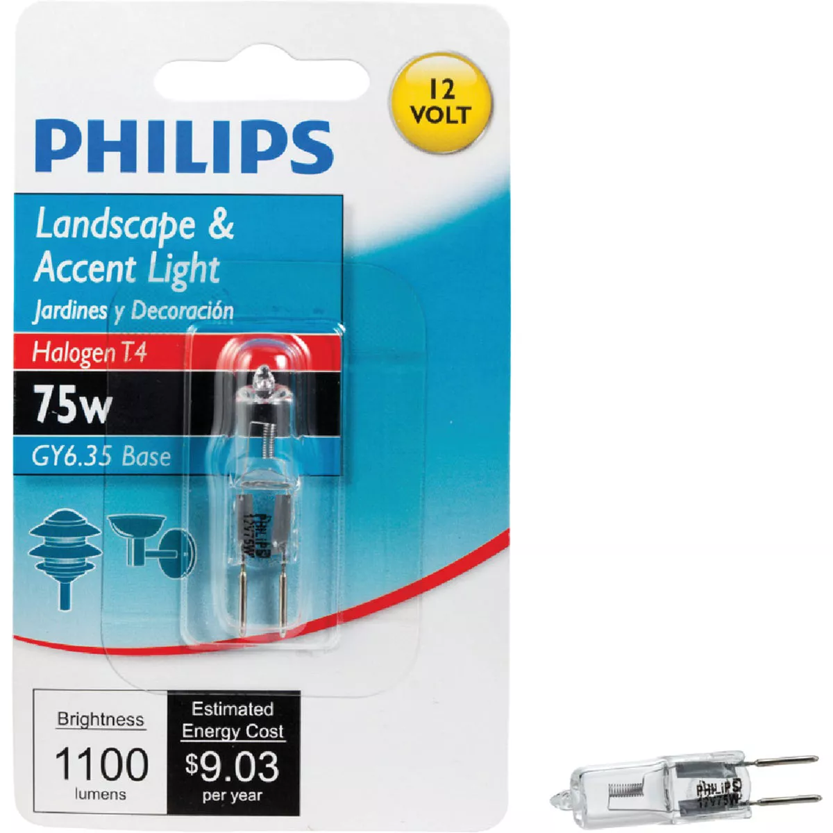 Philips 75W 12V Clear GY6.35 Base T4 Halogen Special Purpose Light Bulb ...