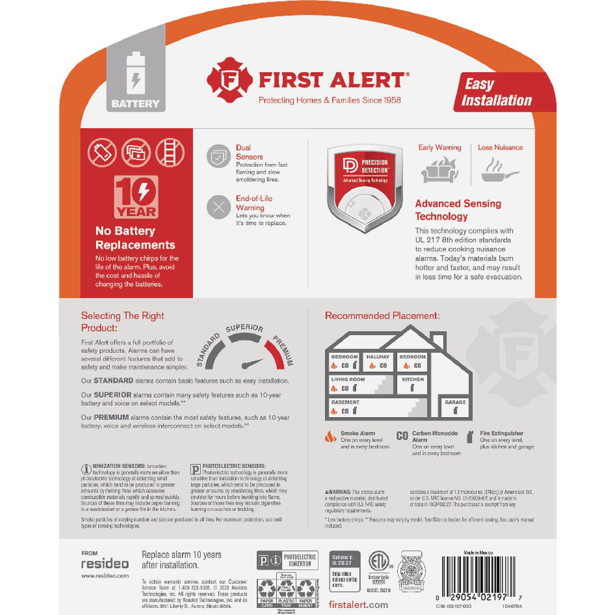 First Alert 10-Year Battery Dual Photoelectric & Ionization Smoke Alarm ...