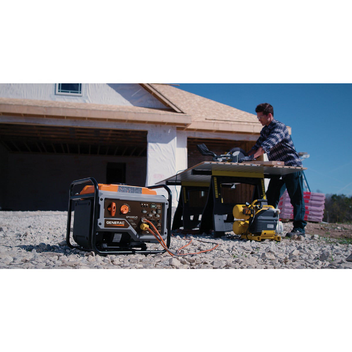Generac GP3500iO 3000W Gasoline Powered Open Frame Recoil Pull Start ...