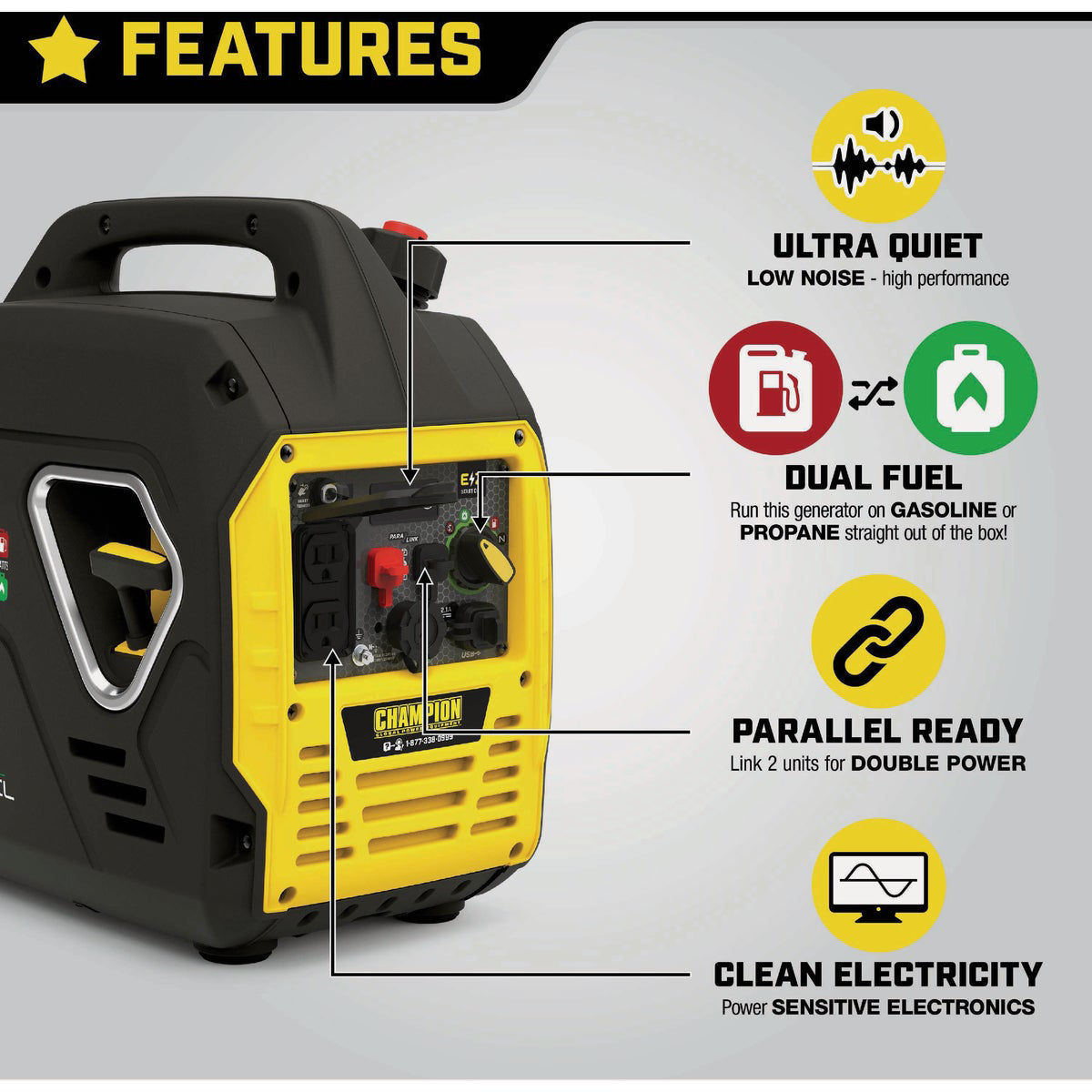 Champion 2500W Dual Fuel Recoil Ultra-Quiet Inverter Generator | Do it Best