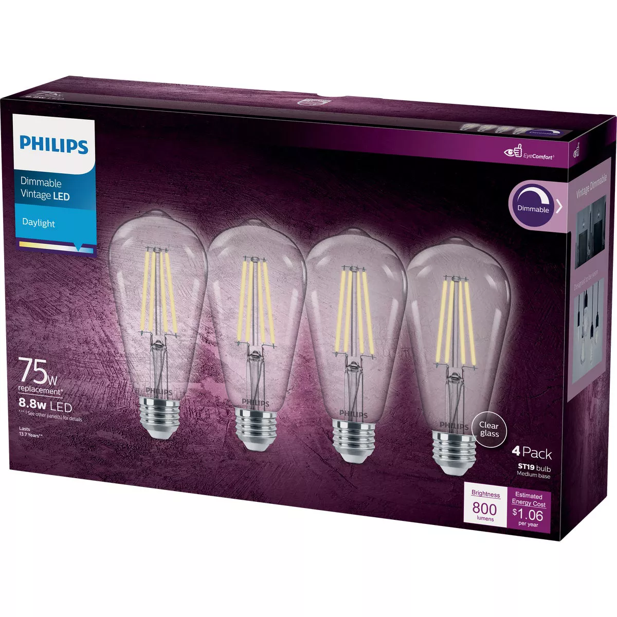 Philips Vintage 75W Equivalent Daylight ST19 Medium LED Decorative ...