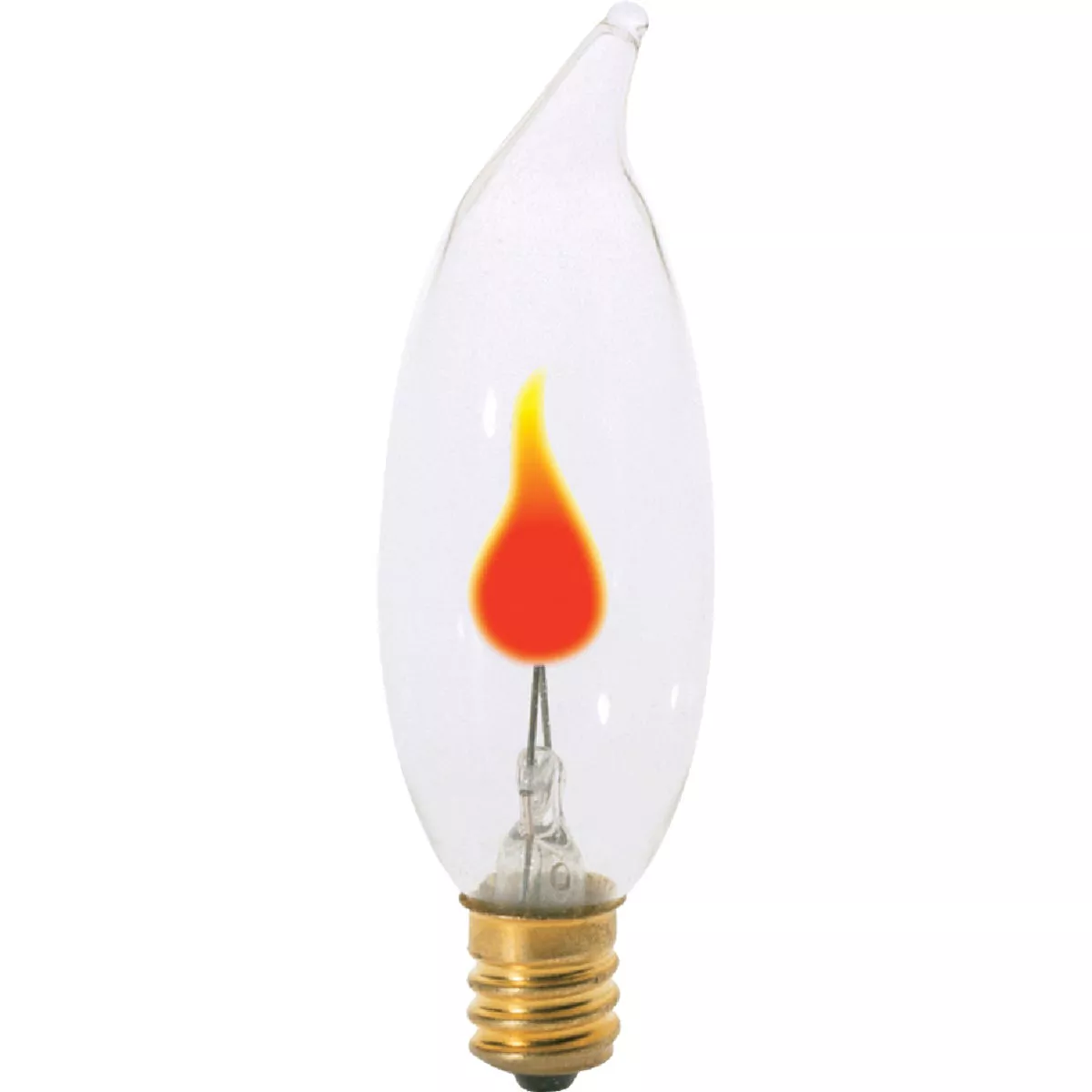 Satco 3W Clear Candelabra Base CA8 Incandescent Bent Tip Flicker Flame ...