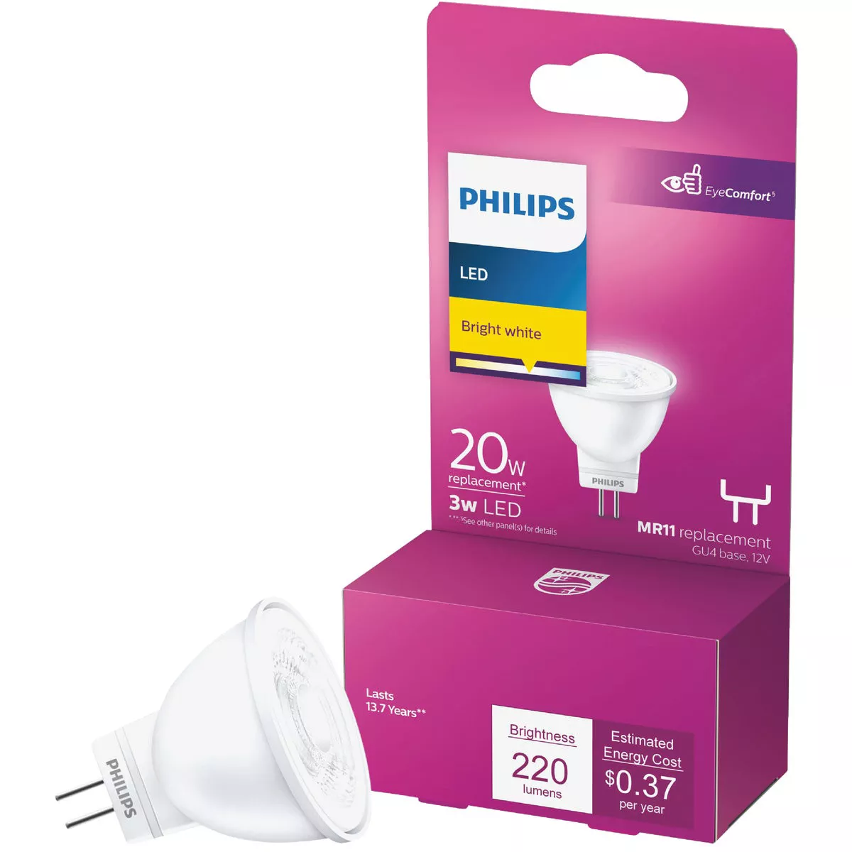Philips 20W Equivalent Bright White MR11 Bi-Pin LED Floodlight Light ...