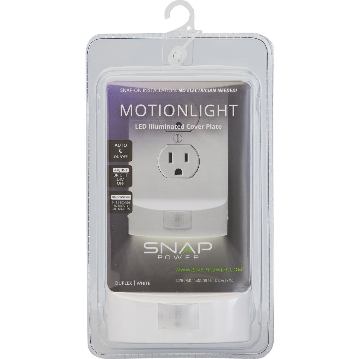 SnapPower MotionLight 1-Gang Duplex Outlet Wall Plate, White | Do it Best