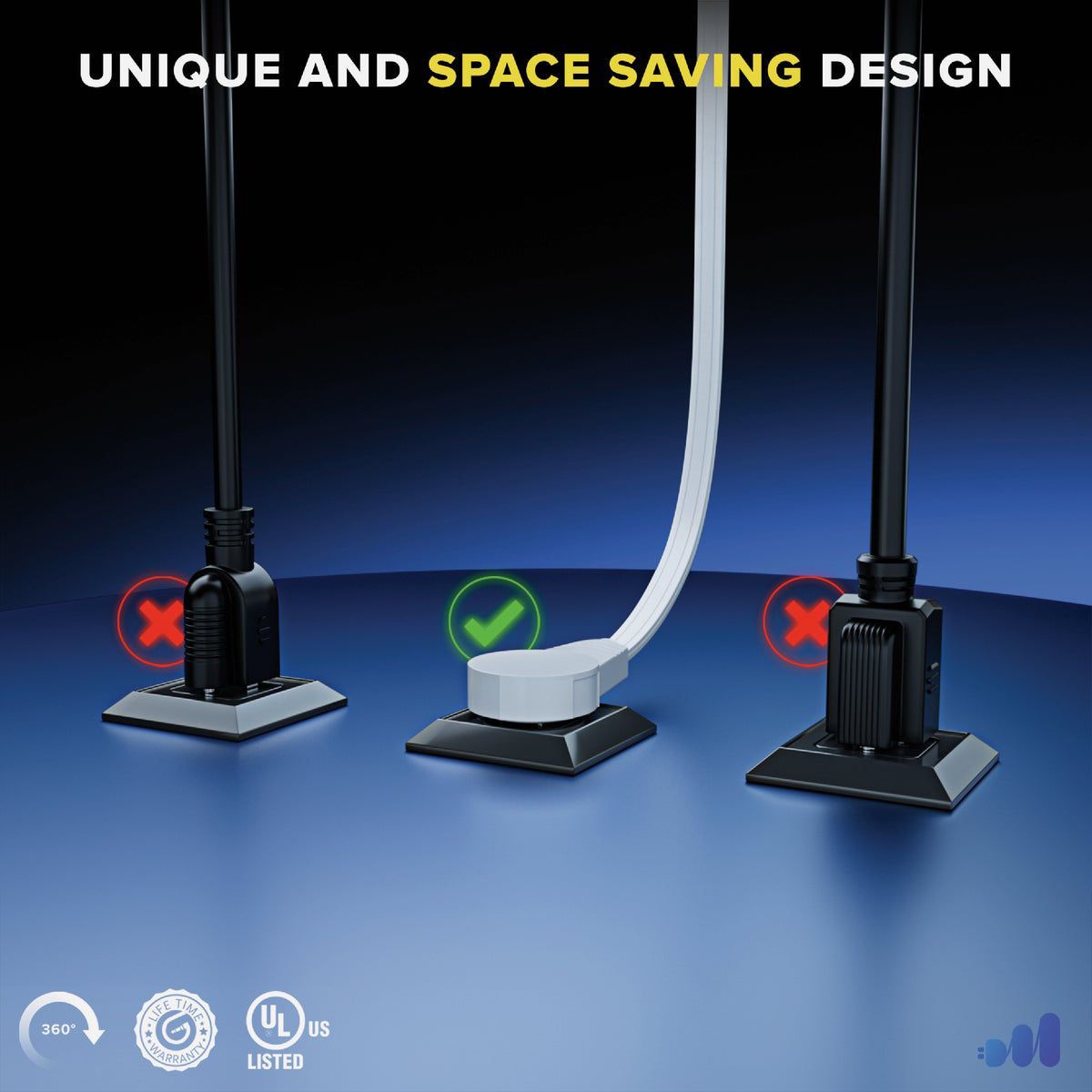 Maximm 10 Ft. 16/3 White 1-Outlet 360 Deg. Rotating Plug Flat Extension ...