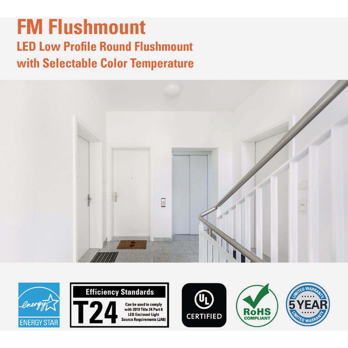 Halo 8 In. CCT LED Low Profile Round Flush Mount Ceiling Light Fixture ...