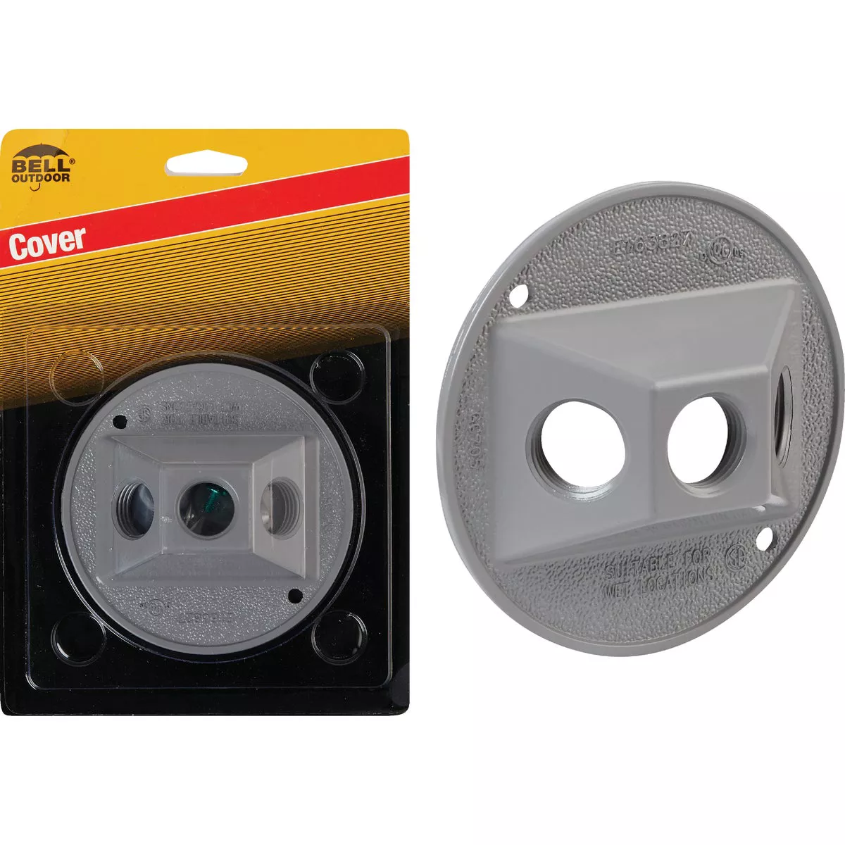 Bell 3-Outlet Round Zinc Gray Cluster Weatherproof Outdoor Box Cover ...