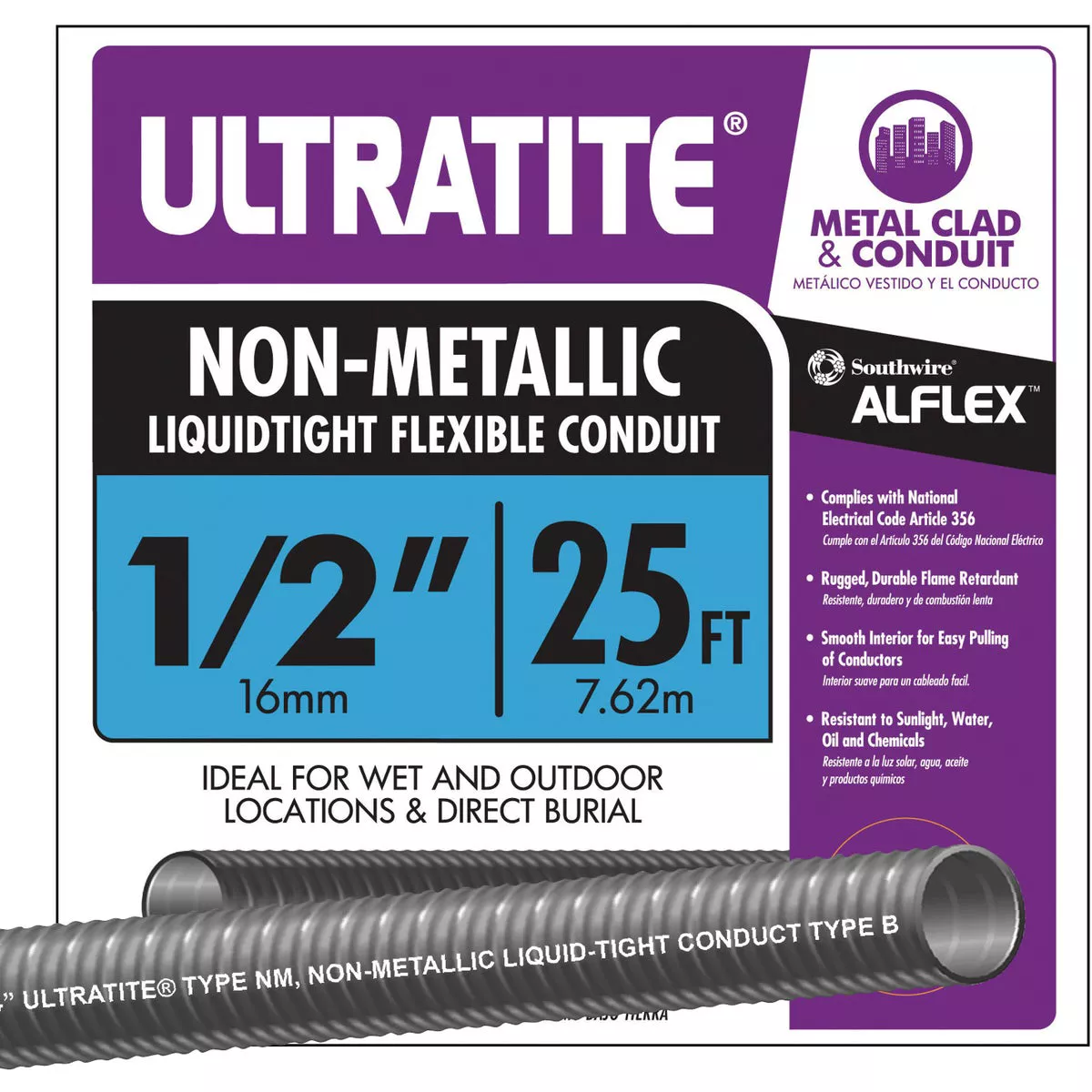 Southwire 1/2 In. x 25 Ft. Flexible Non-Metallic Liquid Tight Conduit ...