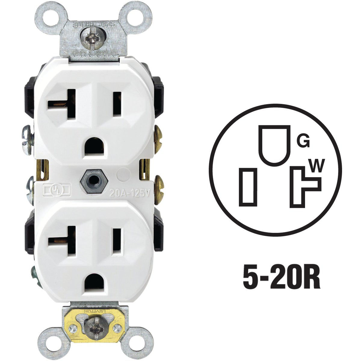 Leviton 20A White Heavy-Duty 5-20R Duplex Outlet | Do it Best