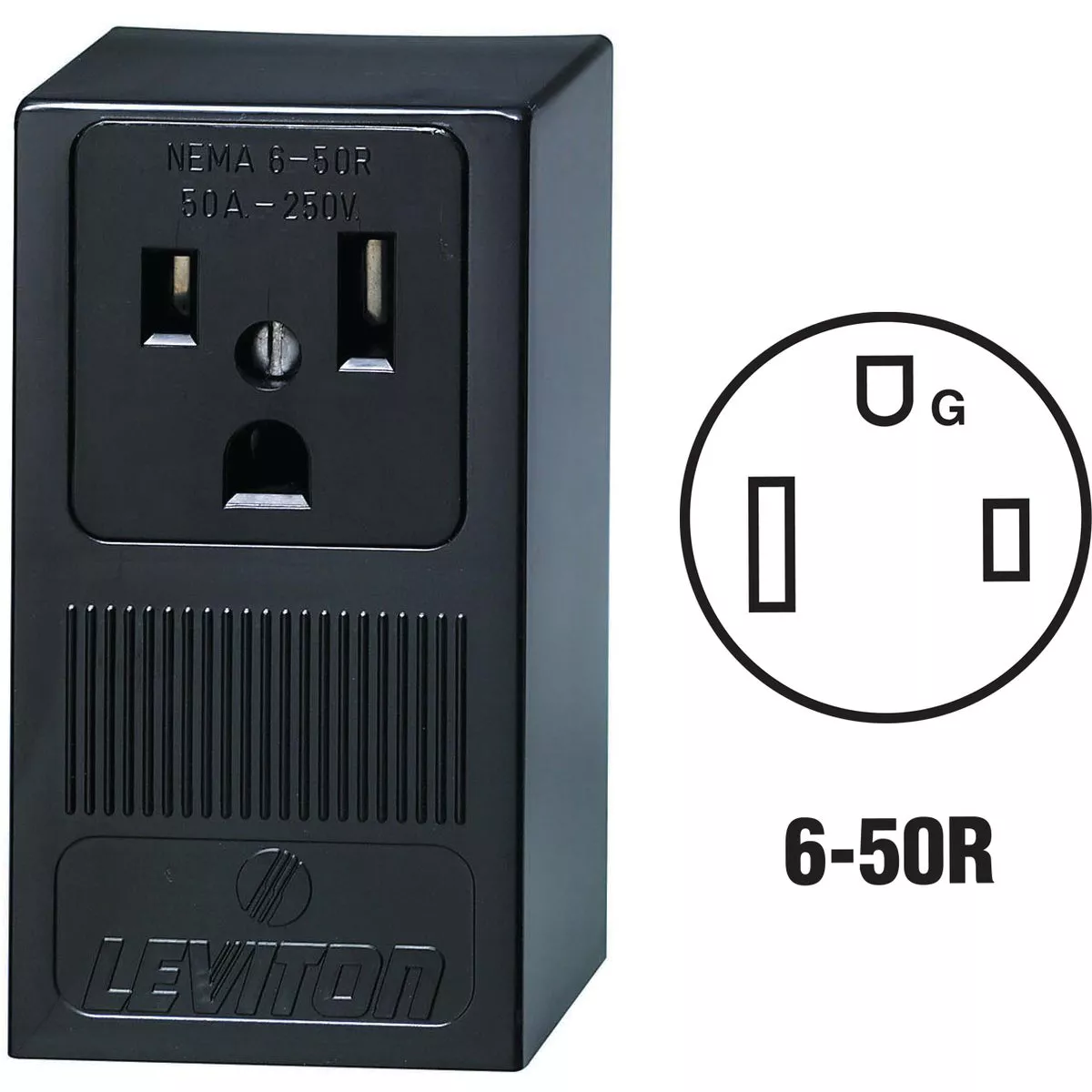 Leviton 50A Surface Mount Black 6-50R Welder Power Outlet | True Value ...