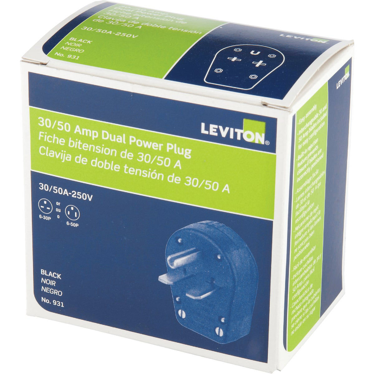 Leviton 30A/50A 250V 3-Wire 2-Pole Dual Power Plug | Do it Best
