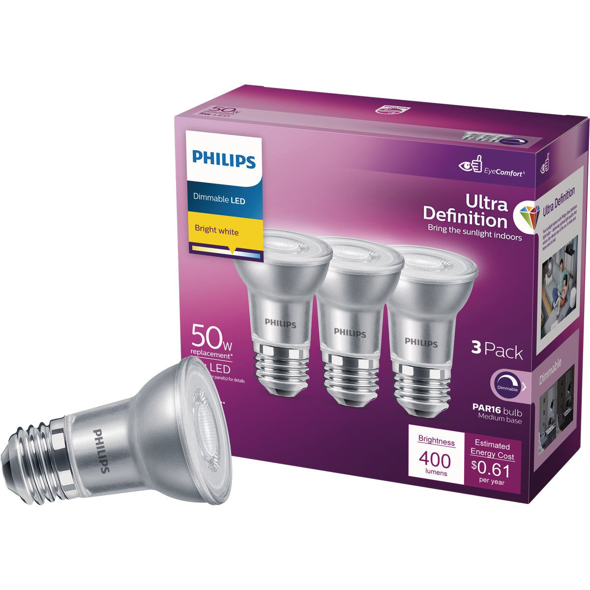 Philips Ultra Definition 50W Equivalent Bright White PAR16 Medium ...