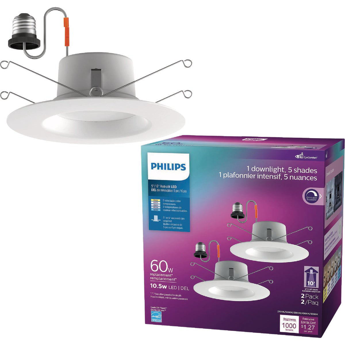 Philips 6 In. White Selectable CCT LED Retrofit Recessed Light Kit (2 ...