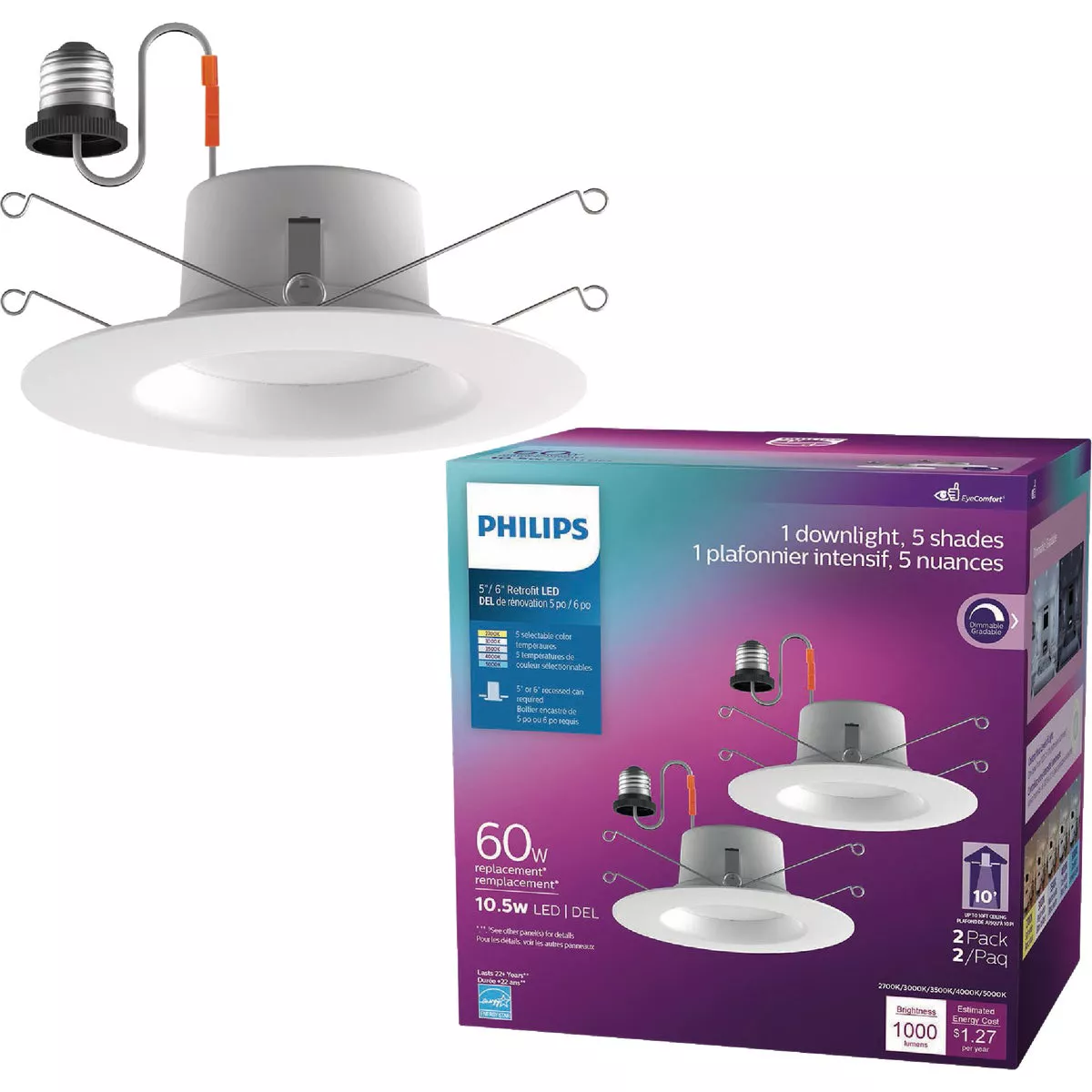 Philips 6 In. White Selectable CCT LED Retrofit Recessed Light Kit (2 ...