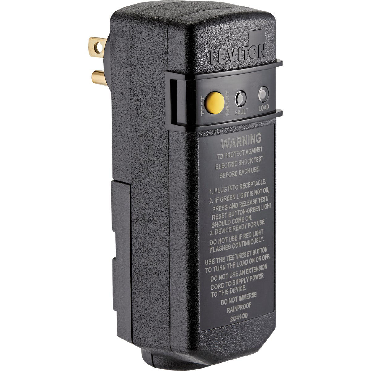 Leviton 15A 120V AC Self-Test Right Angle Plug-In GFCI with Automatic ...