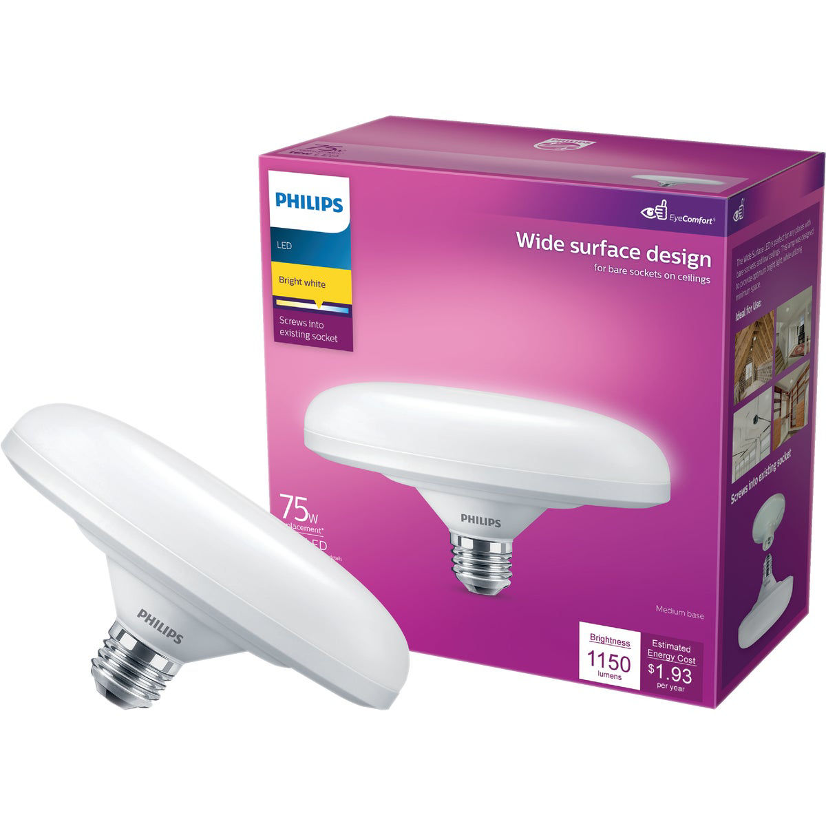 Philips 75W Equivalent Bright White Wide Surface Medium LED Floodlight ...