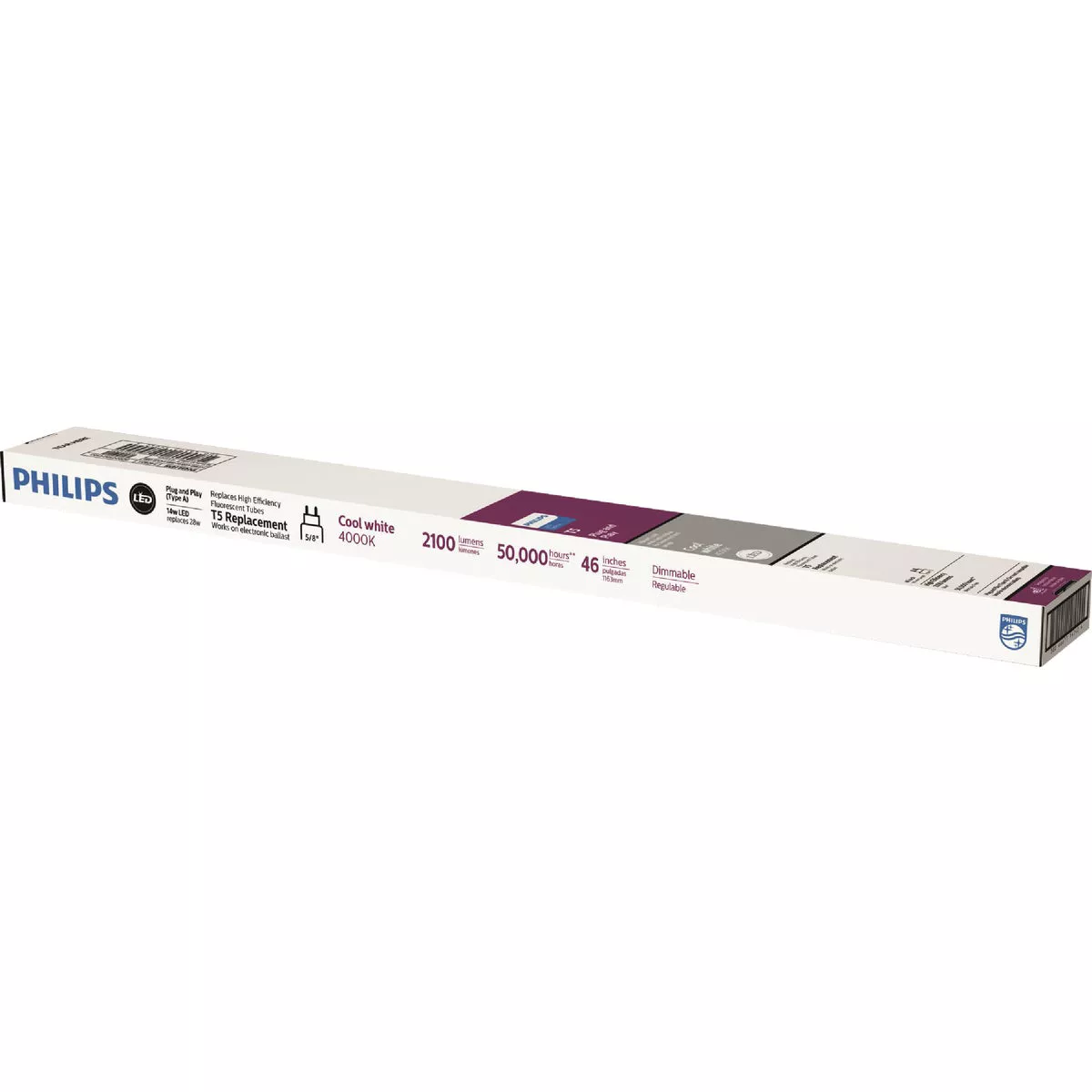 Philips InstantFit 28W Equivalent 46 In. Cool White T5 Type A LED Tube ...
