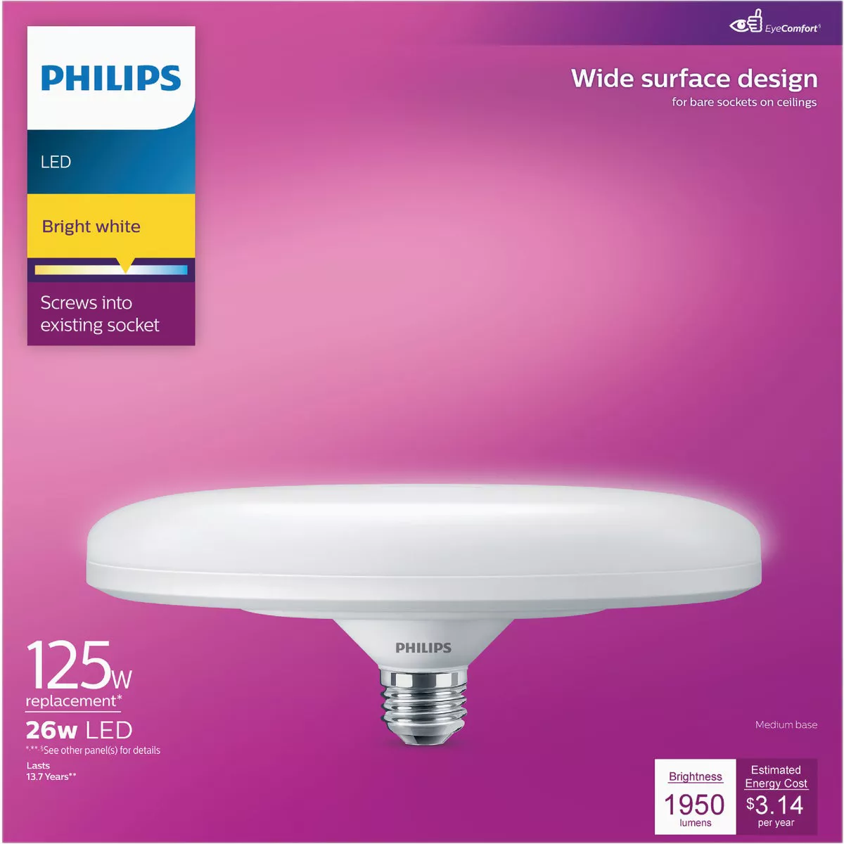 Philips 125W Equivalent Bright White Wide Surface Medium LED Floodlight ...