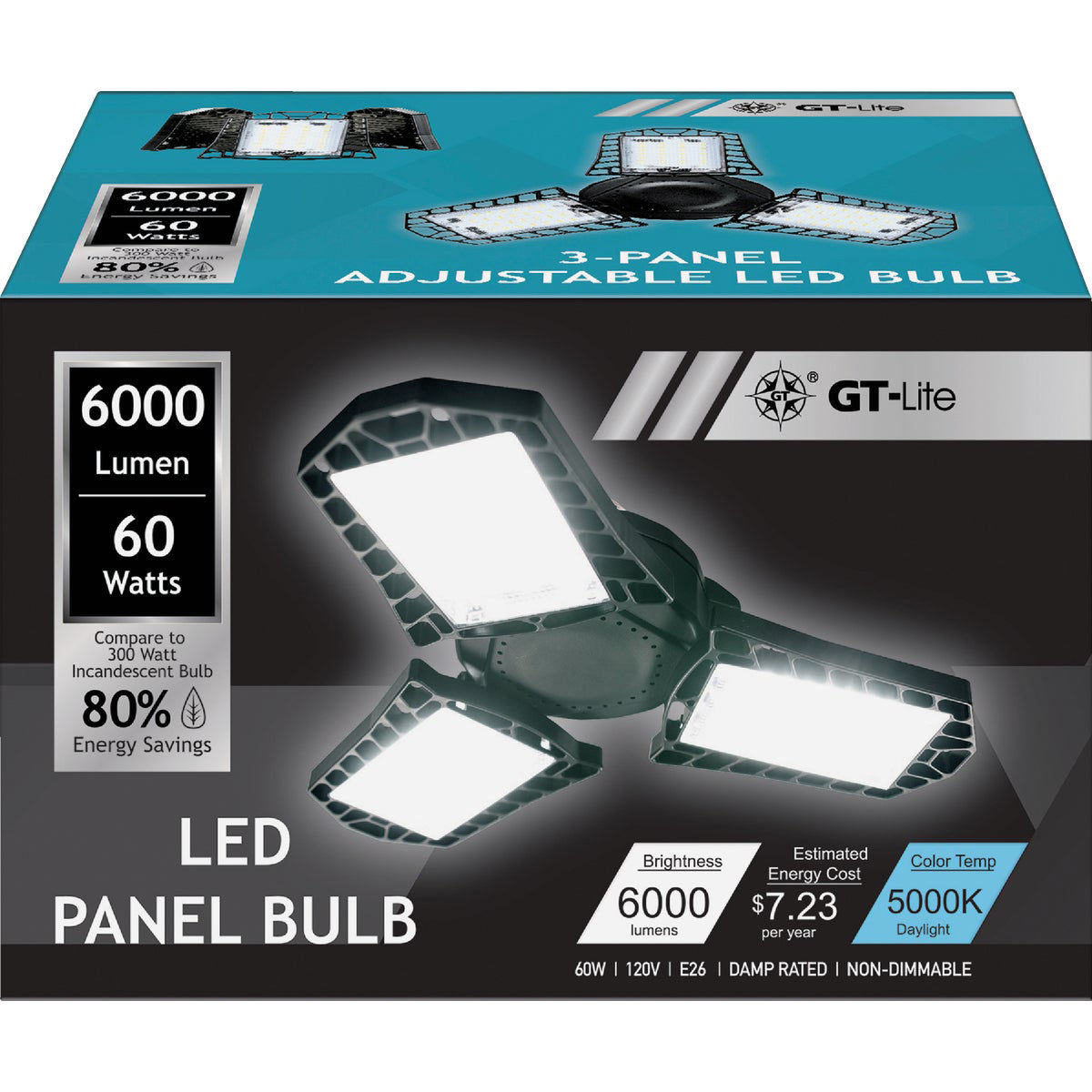 GT-Lite 300W Equivalent Clear 3-Panel Medium Base LED High-Intensity ...