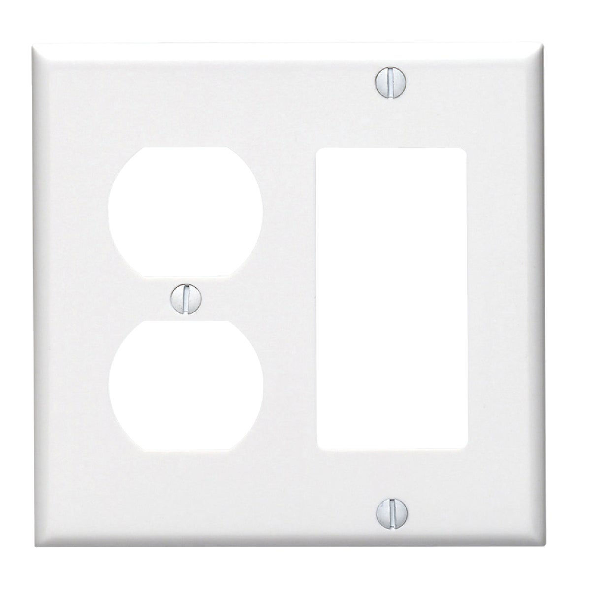 Leviton 2-Gang Smooth Plastic Single Rocker/Duplex Outlet Wall Plate ...