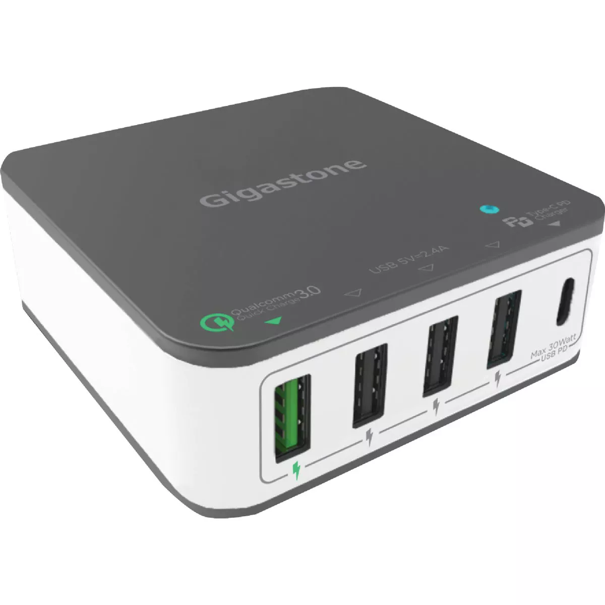 Gigastone Type-C PD3.0 5-Port Black & White Wall Charger | Do it Best
