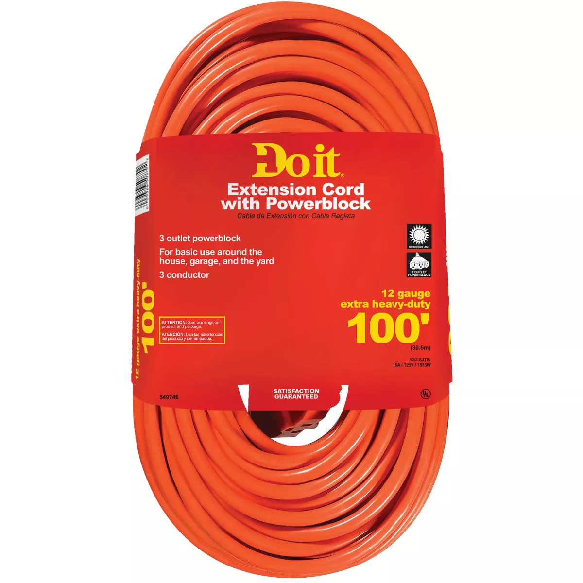 Do it 100 Ft. 12/3 Extension Cord with Powerblock | True Value Hardware
