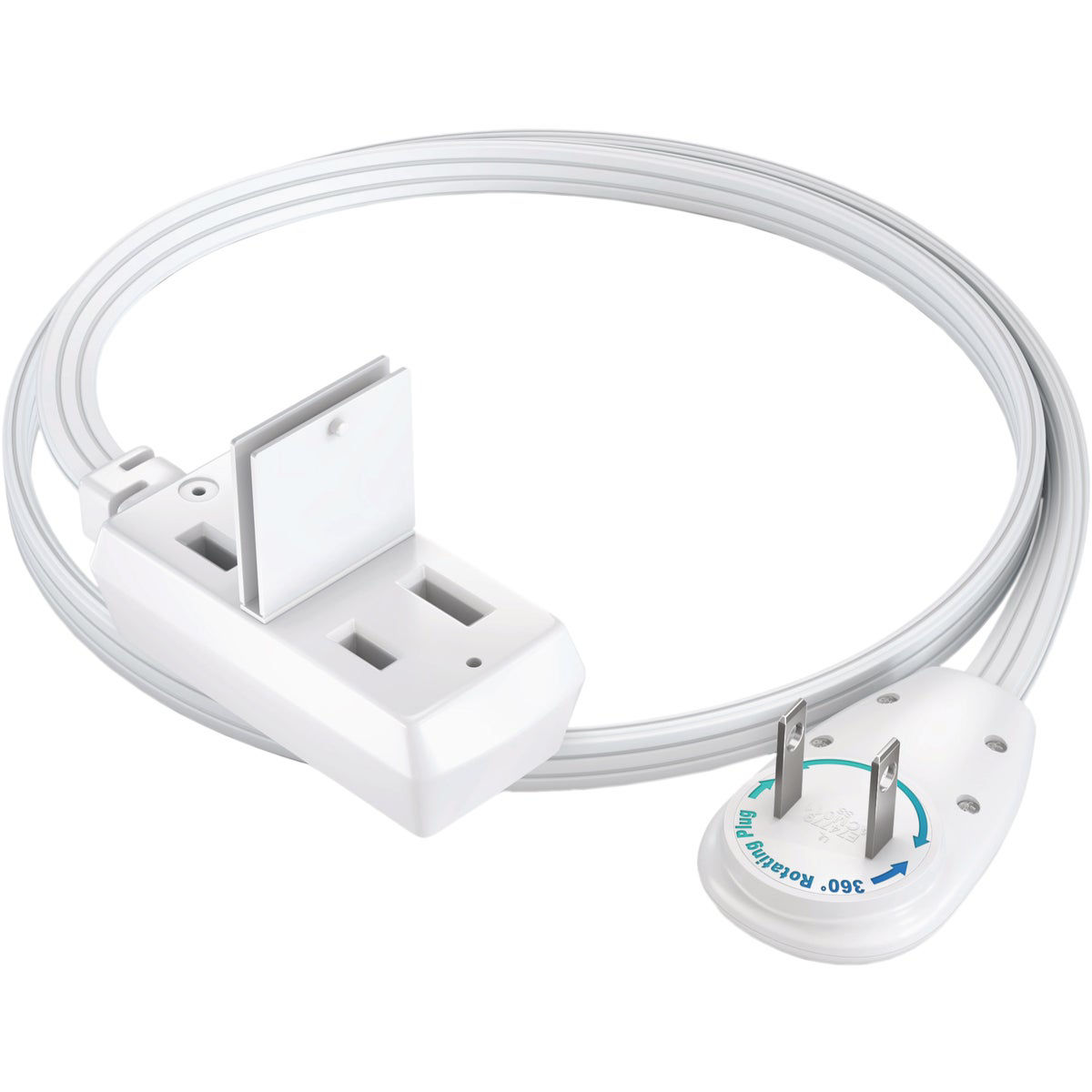 Maximm 1 Ft. 16/2 White 3-Outlet 360 Deg. Rotating Plug Extension Cord ...