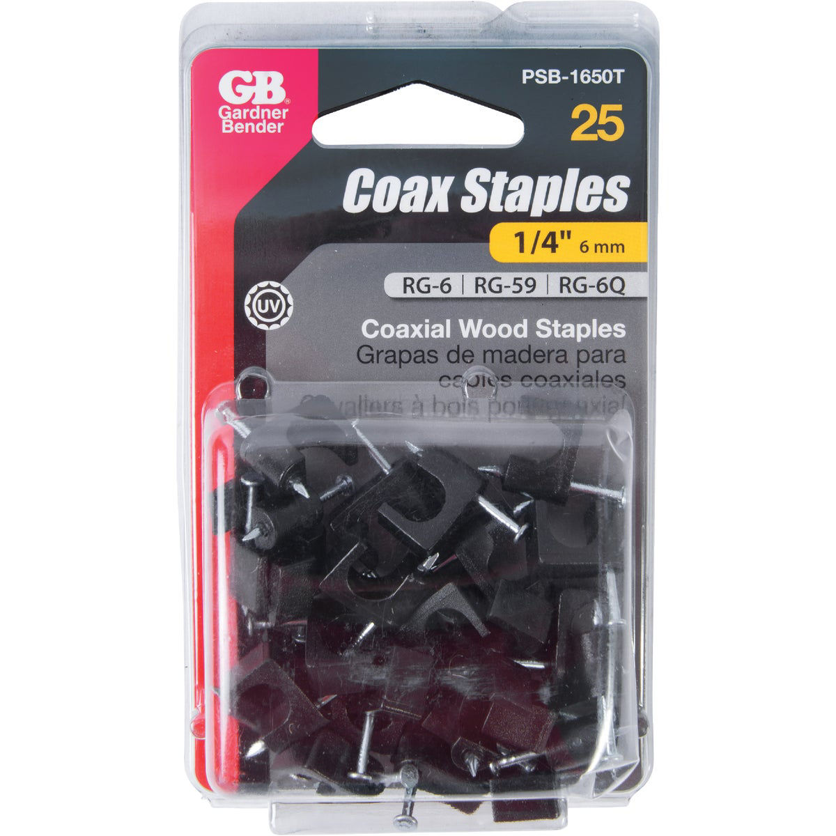 Gardner Bender 1/4 In. UV-Resistant Poly Black Coaxial Staple (25-Count ...