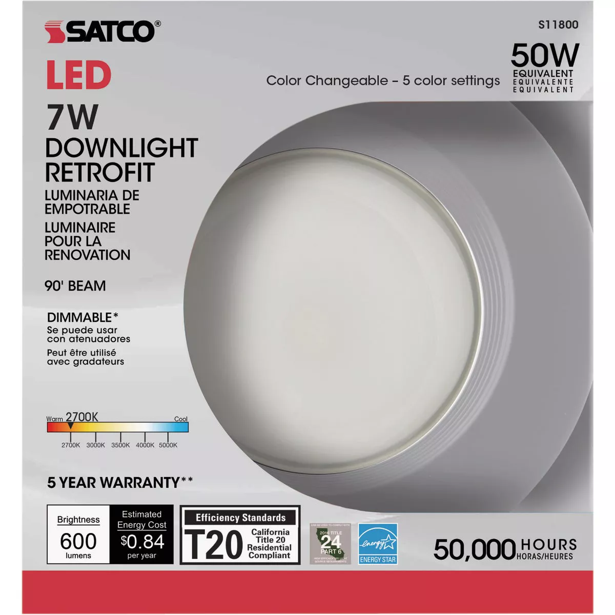 Satco 4 In. Retrofit Non-IC Rated White Selectable Color Temperature ...