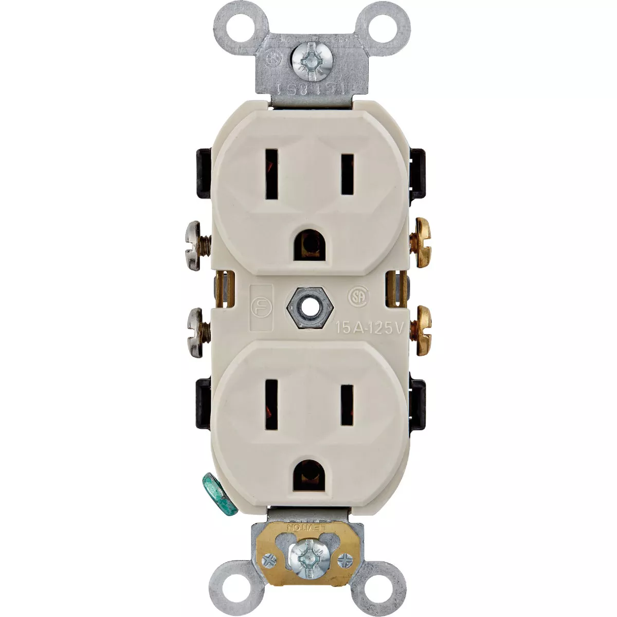 Leviton 15A Light Almond Commercial Grade 5-15R Combination Side Back ...