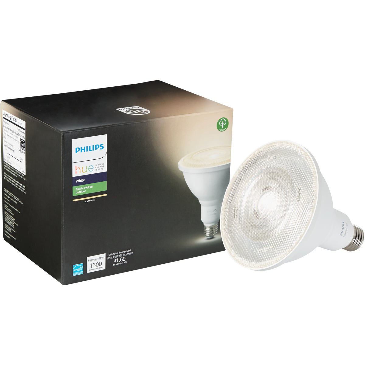Philips Hue 65W Equivalent Bright White PAR38 Medium LED Floodlight ...