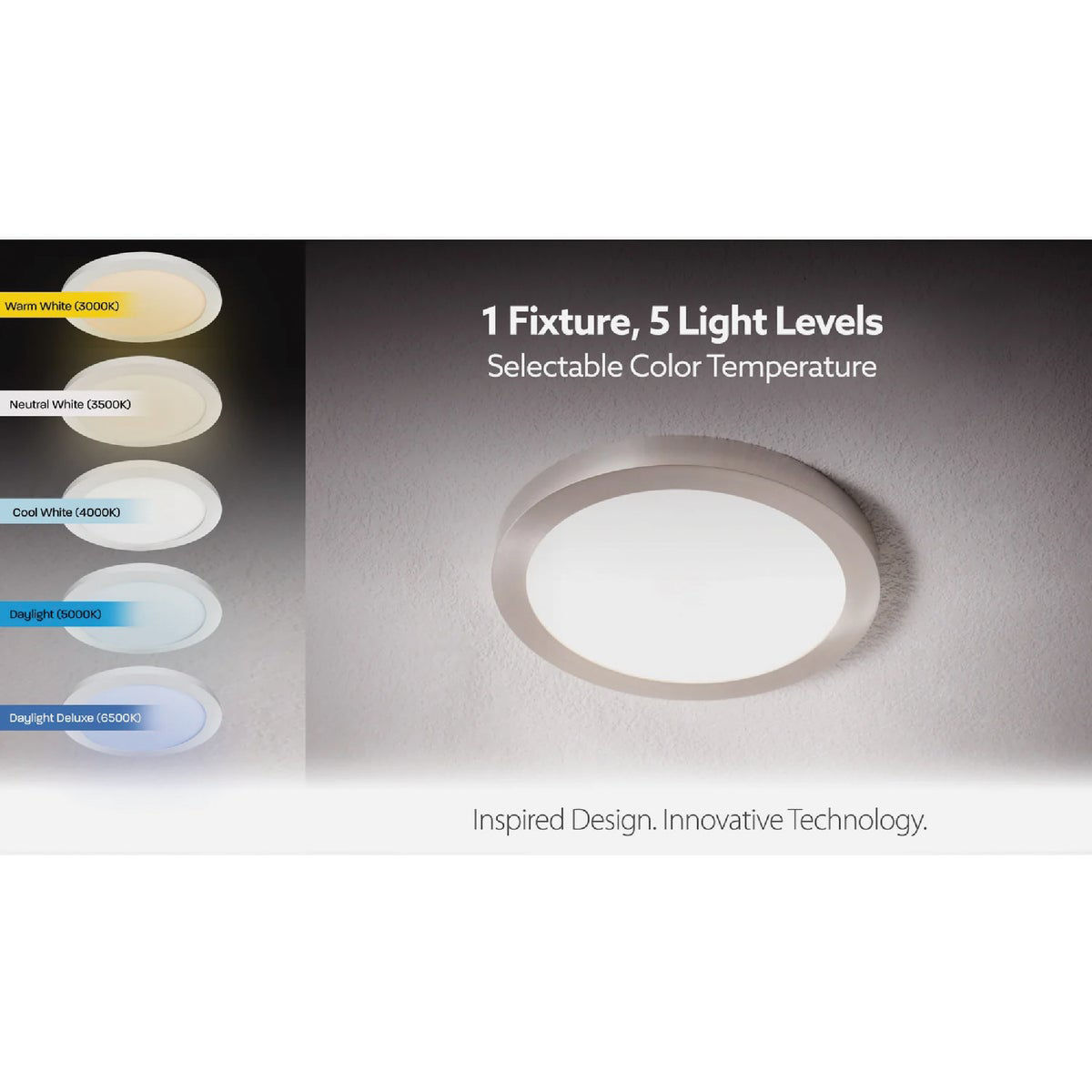 Feit Electric Edge-Lit 15 In. White Round 6-Way LED Flush Mount Light ...