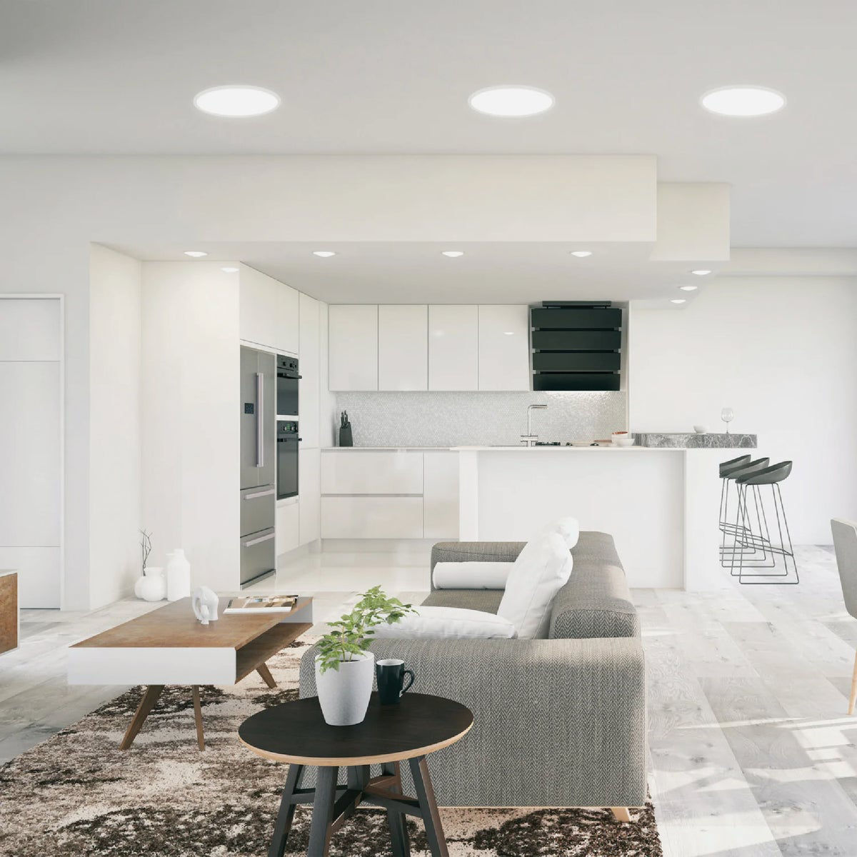 Feit Electric Edge-Lit 15 In. White Round 6-Way LED Flush Mount Light ...