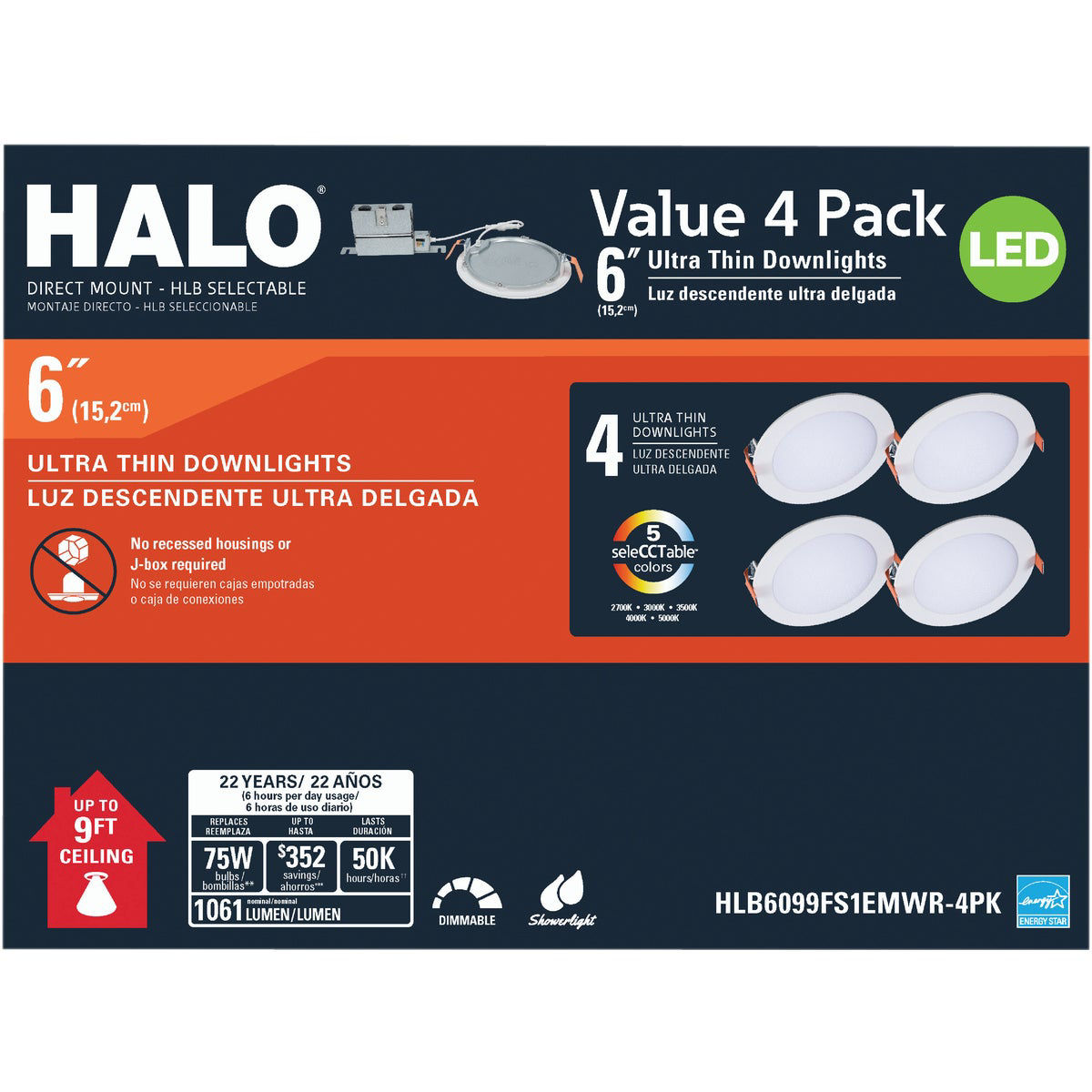 HALO 6 In. New Construction/Remodel IC Rated Selectable Color ...
