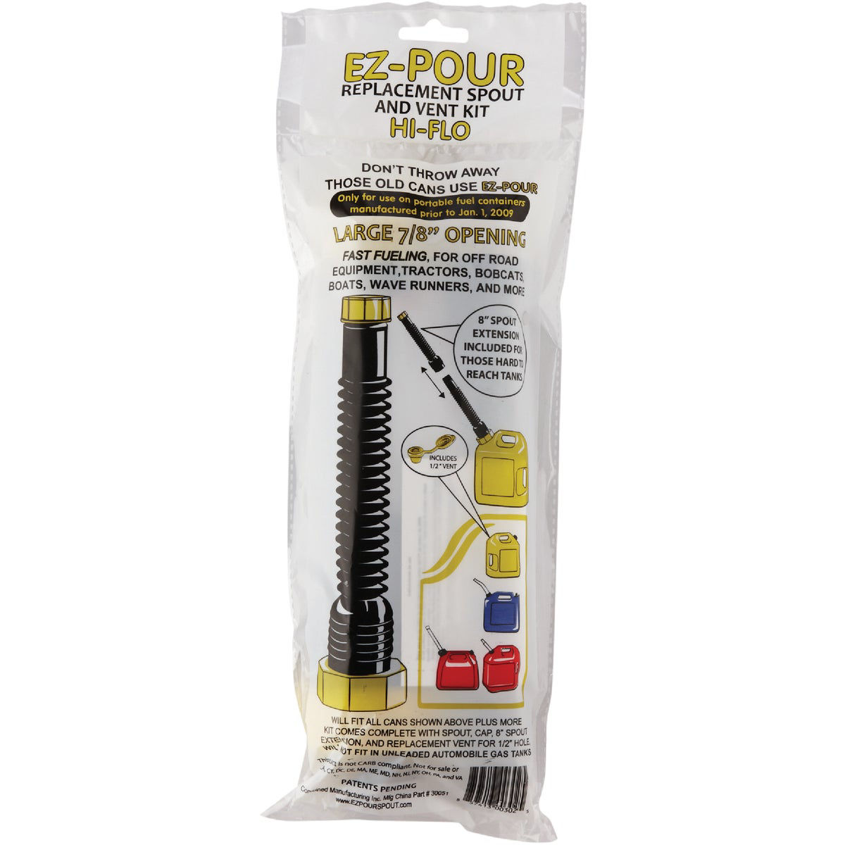 EZ-Pour 8 In. - 16 In. l Hi-Flo Fuel Can Spout and Vent Replacement Kit ...