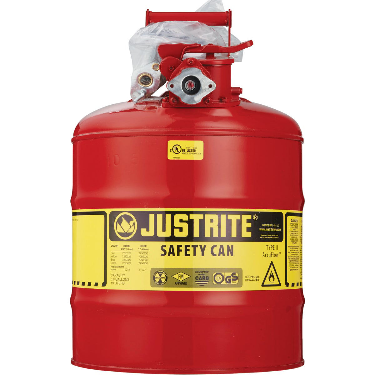 Justrite 5 Gal. Type II Galvanized Steel Safety Fuel Can, Red | Do it Best