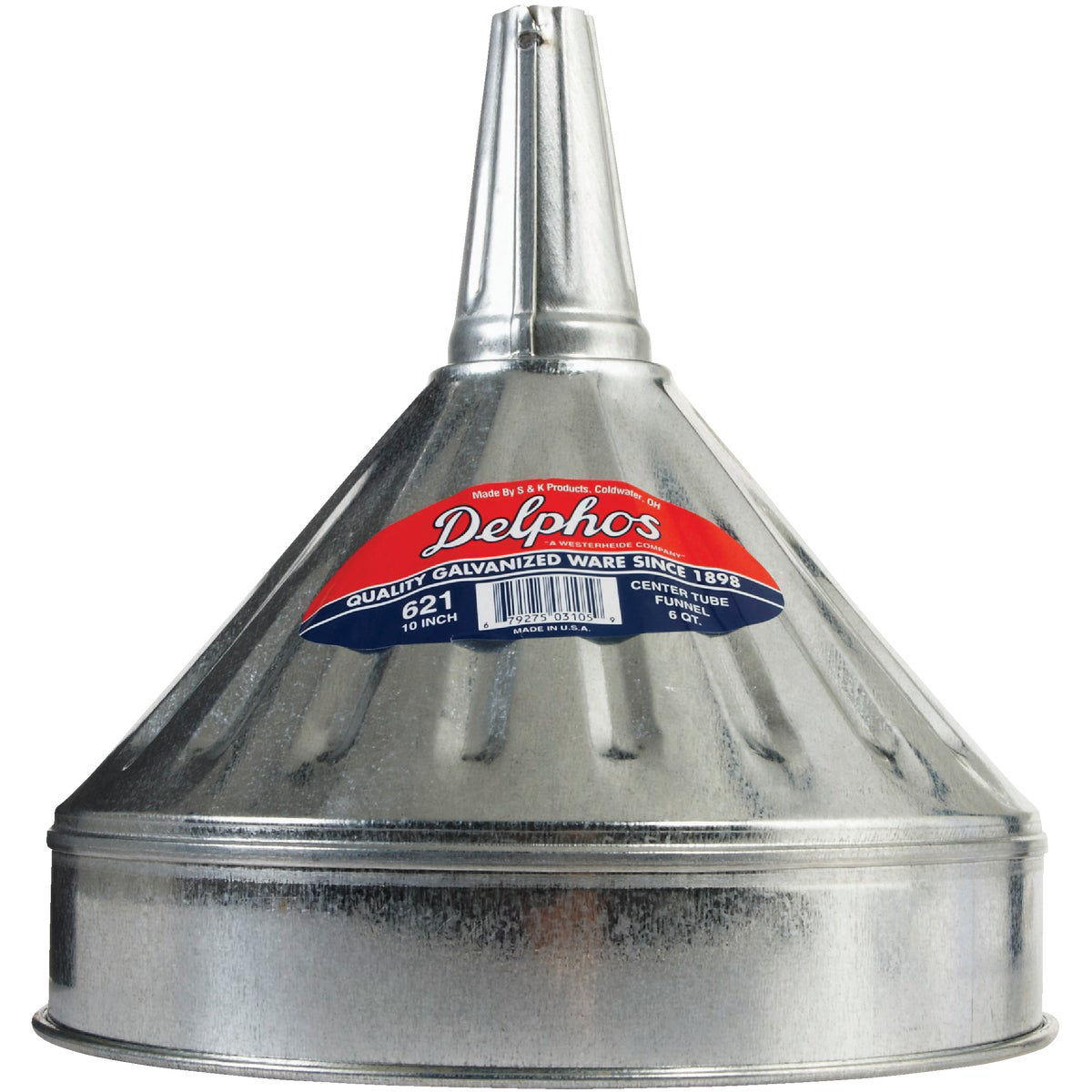 Delphos Heavy-Duty 6 Qt. Galvanized Steel Funnel with Center Spout | Do ...