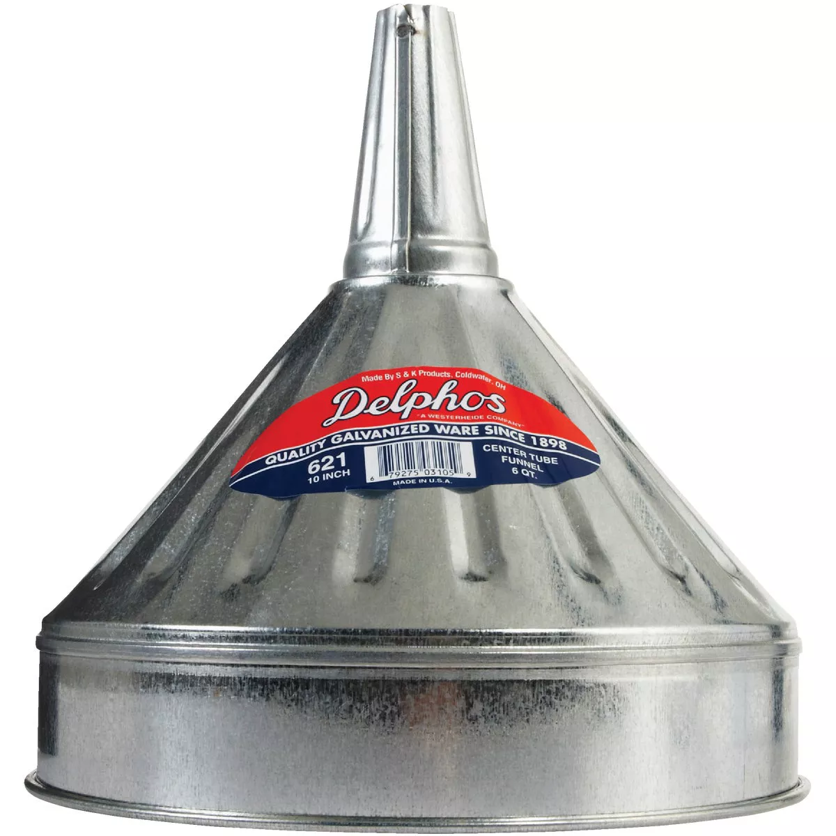 Delphos Heavy-Duty 6 Qt. Galvanized Steel Funnel with Center Spout | Do ...