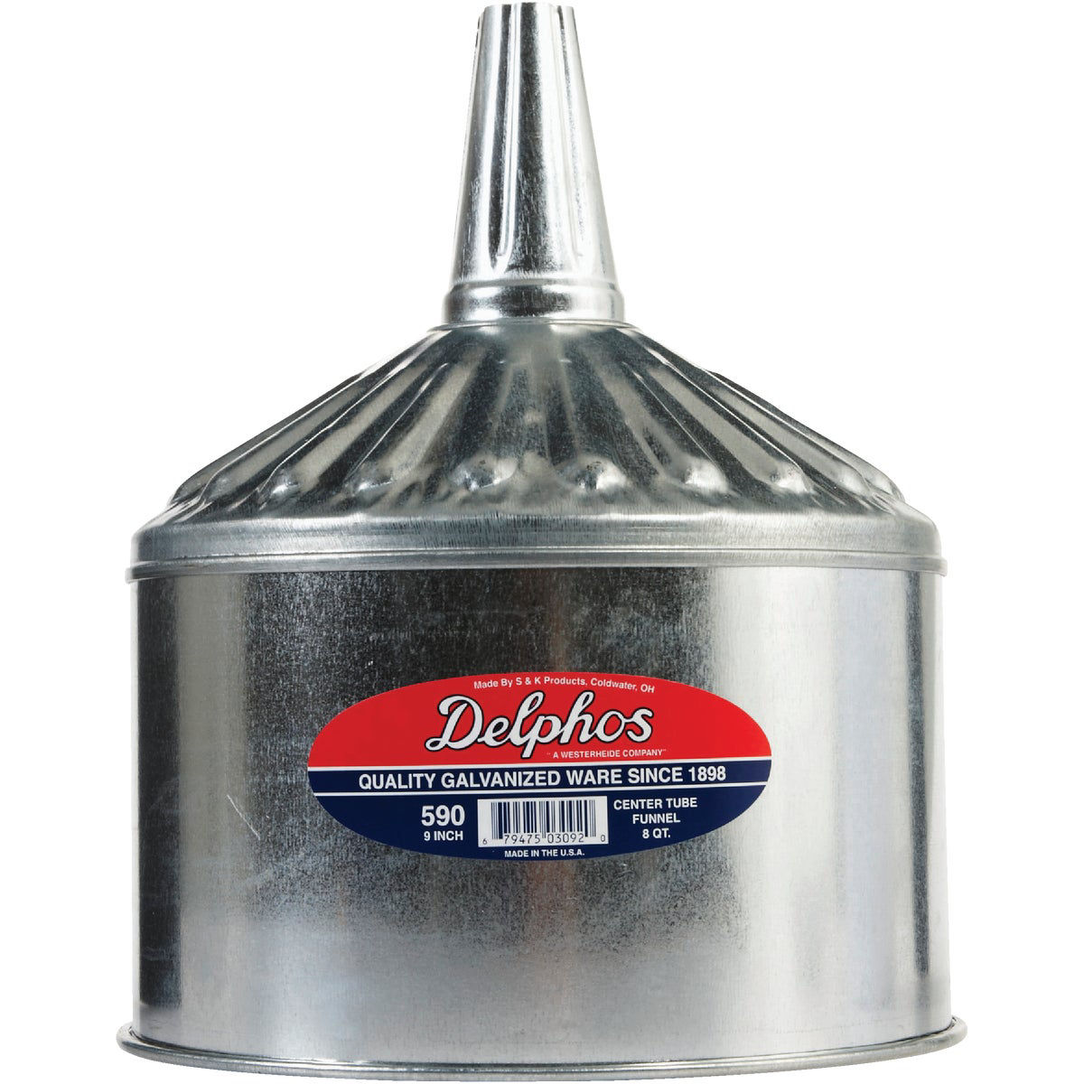 Delphos Heavy-Duty 8 Qt. Galvanized Steel Funnel with Center Spout | Do ...