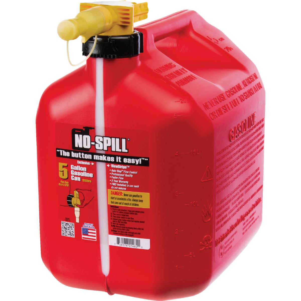 No-Spill ViewStripe 5 Gal. Plastic Gasoline Fuel Can, Red | Do it Best