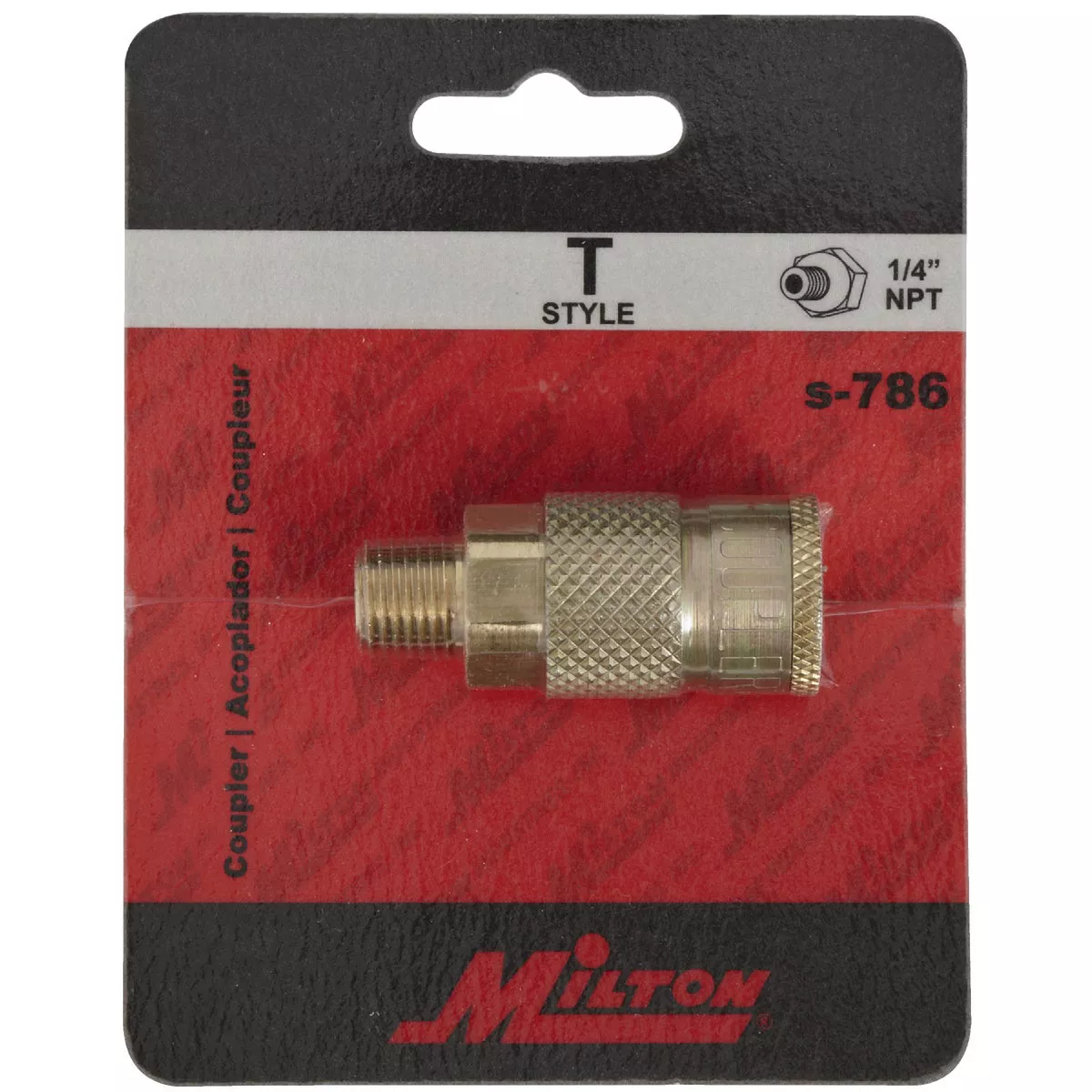 Milton Tru-Flate 1/4 In. MPT T-Style Brass Coupler | True Value Hardware