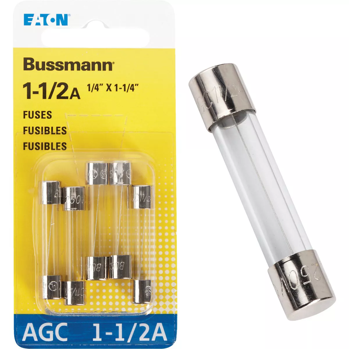Bussmann 1-1/2A 250V AGC Glass Tube Automotive Fuse (5-Pack) | Do it Best