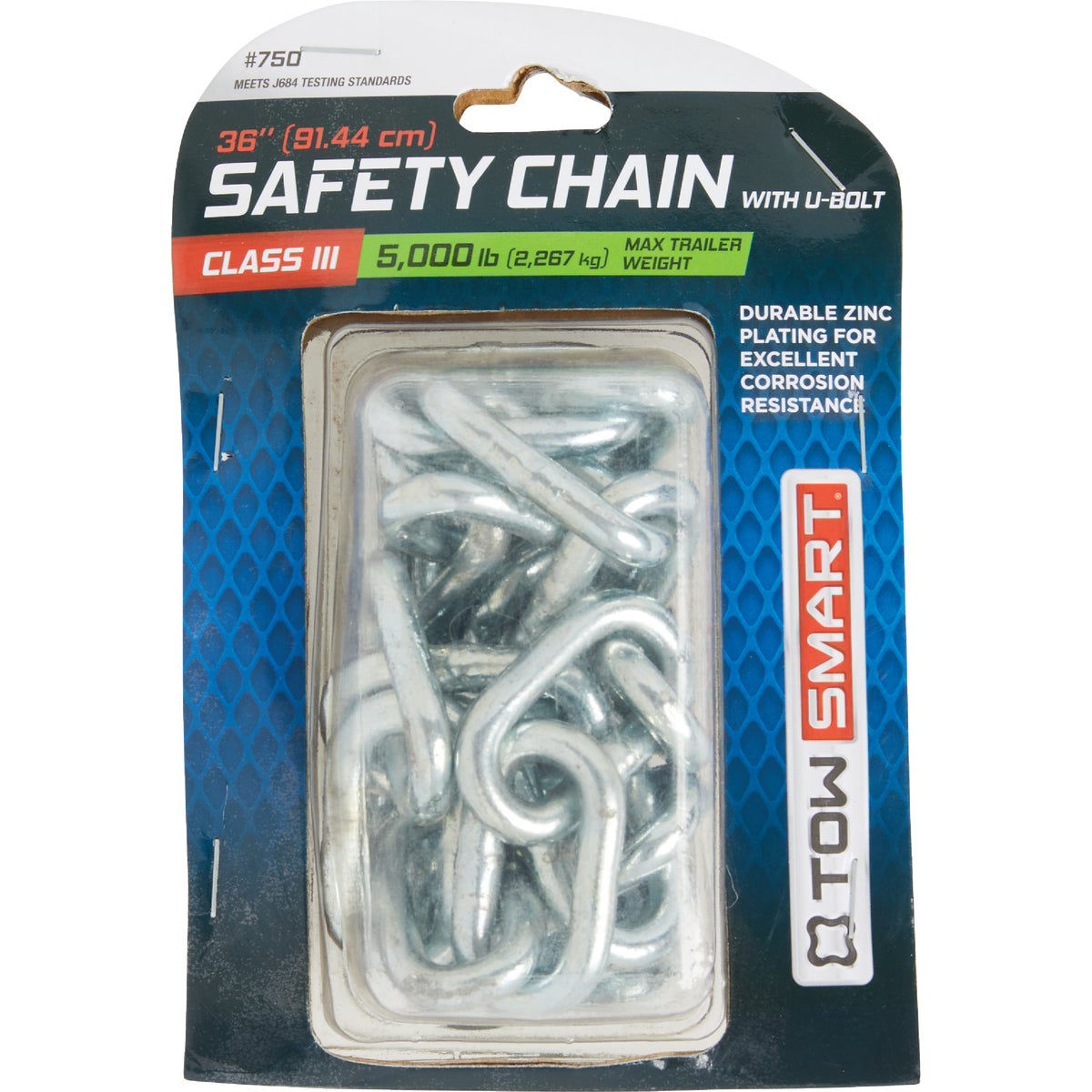 TowSmart 36 In. Towing Safety Chain with U-Bolt & Quick Link, 5000 Lb ...
