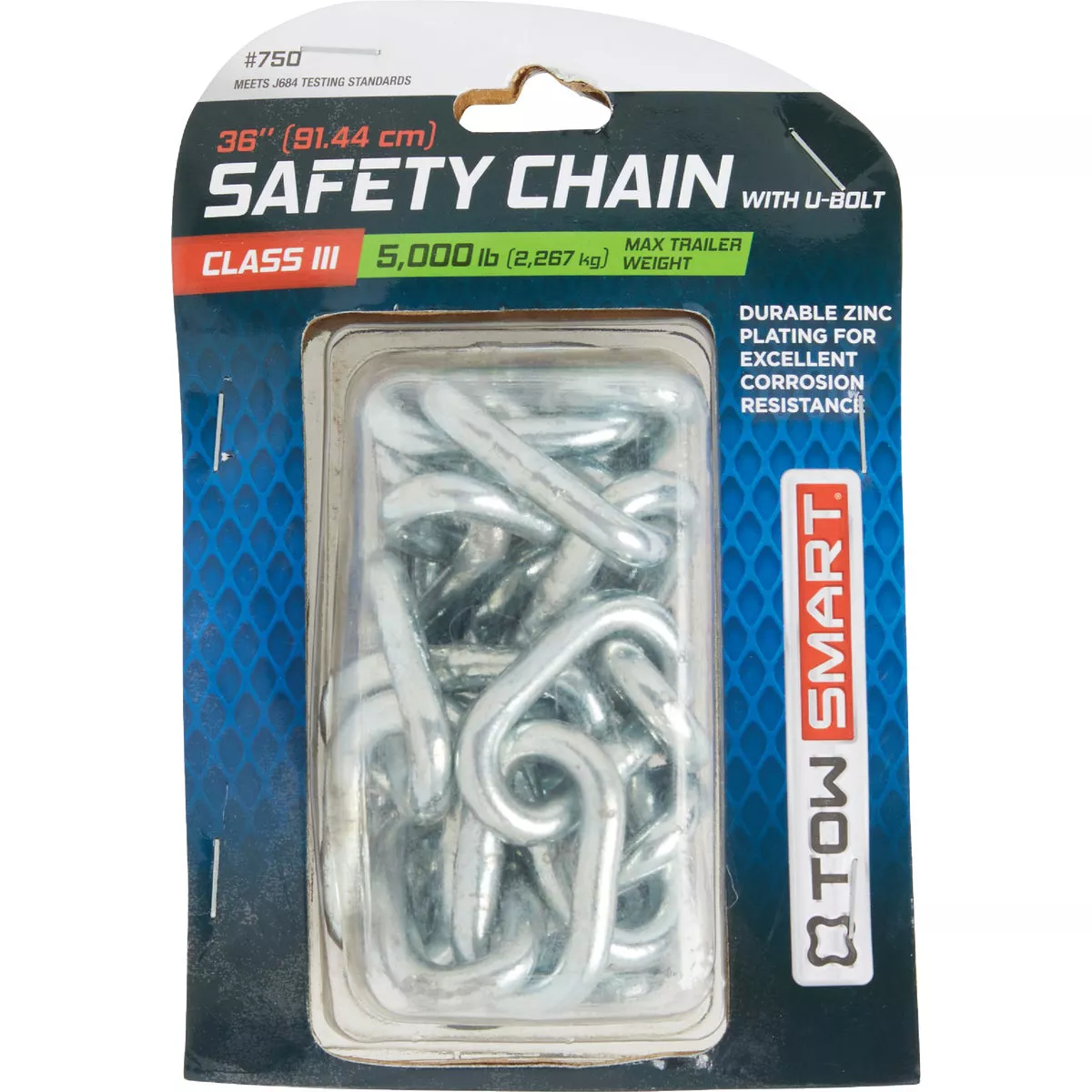 TowSmart 36 In. Towing Safety Chain with U-Bolt & Quick Link, 5000 Lb ...