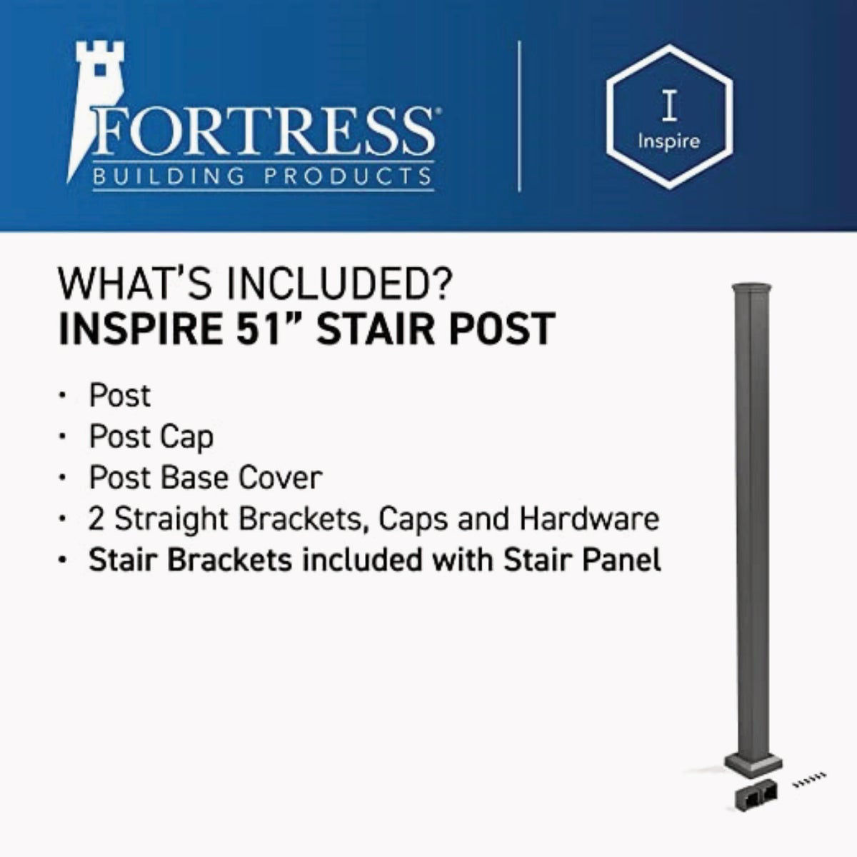 Fortress Insipre 2.5 In. x 51 In. Black Aluminum Panel Railing Post ...